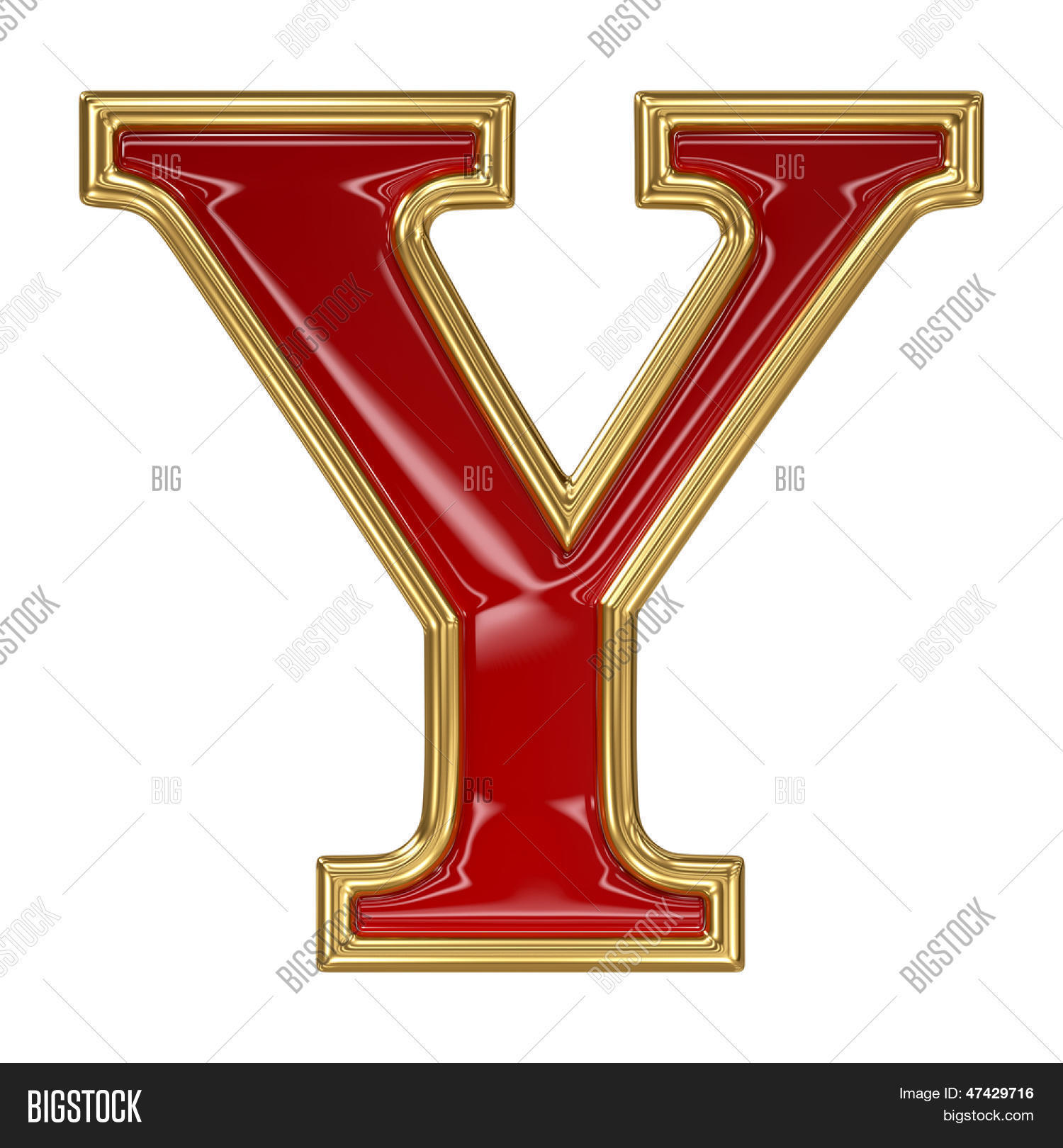 Ruby red with golden outline alphabet letter symbol - Y Stock Photo ...