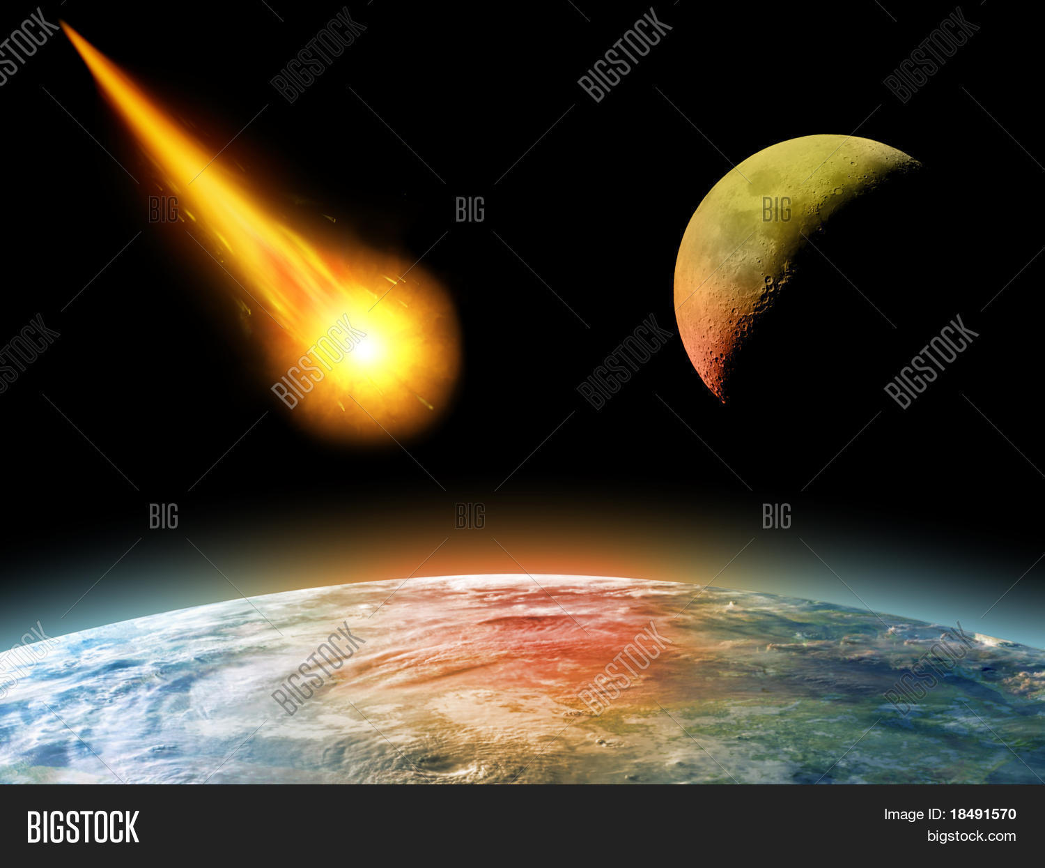 Burning Asteroid Hitting Earth Image & Photo | Bigstock