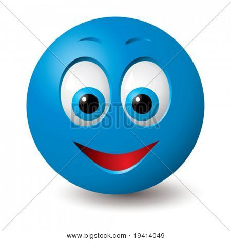 Vector y foto Vector: Feliz Azul Carita (colores | Bigstock