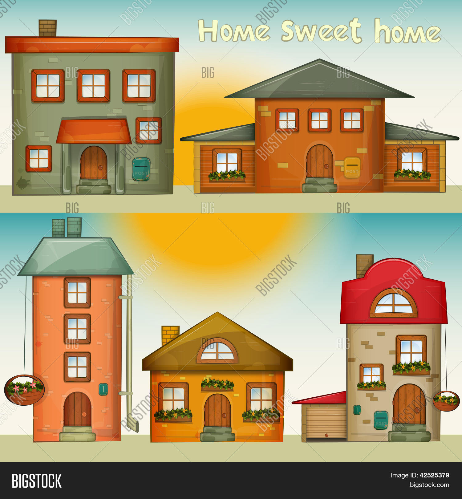 Vectores y fotos en stock de Conjunto de casas de dibujos animados ...
