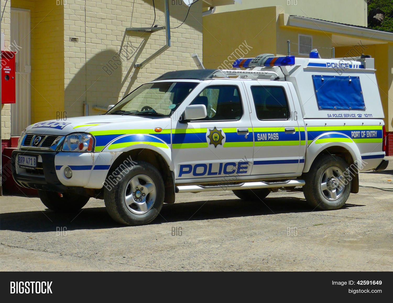South African Police Car At Sani Pass Border Control Between South ...