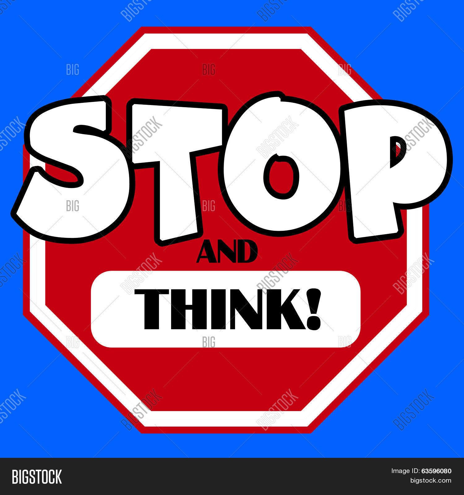 Cartoon Stylel Stop Sign Think Image & Photo | Bigstock