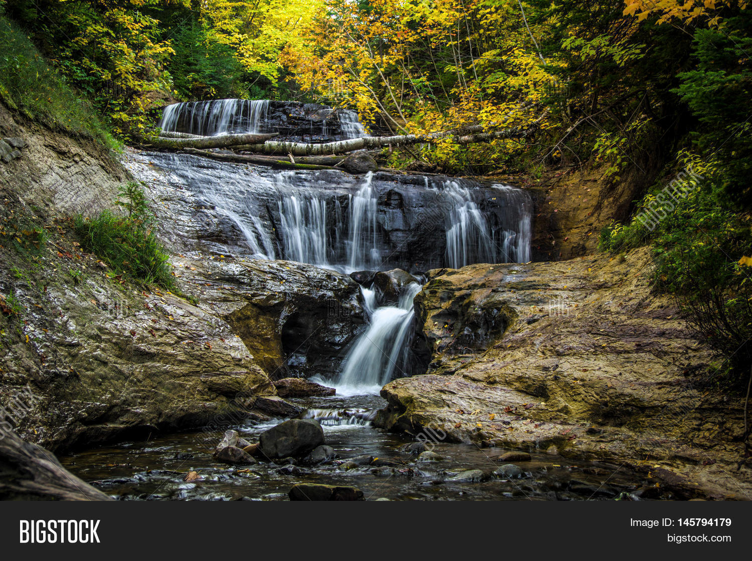 Sable Falls. Waterfall in the Pictured Rocks National Lakeshore in ...
