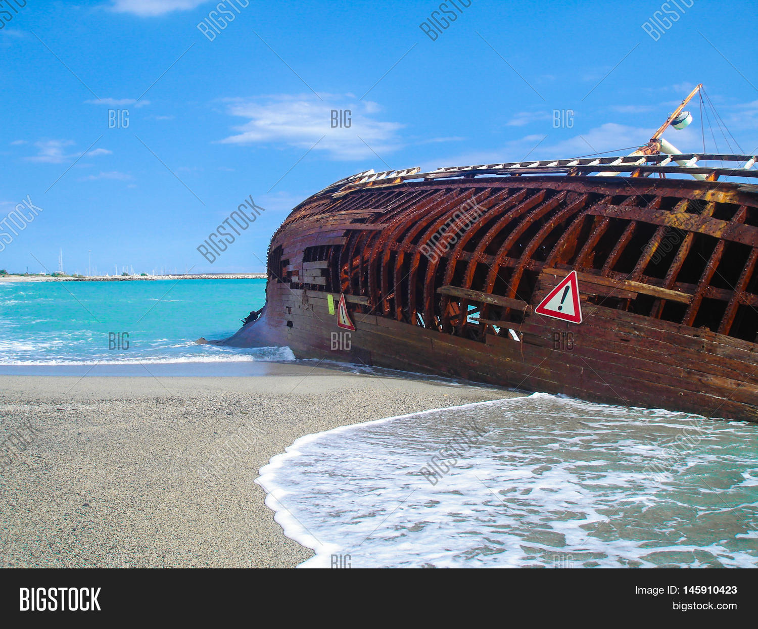 Shipwreck On Beach After Storm Image & Photo | Bigstock