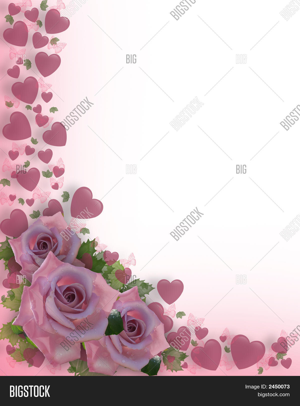 Hearts And Roses Background Or Border Stock Photo & Stock Images | Bigstock