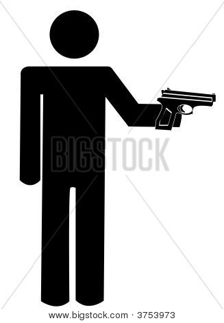 Stick Man Holding Hand Gun. Stock Vector & Stock Photos | Bigstock