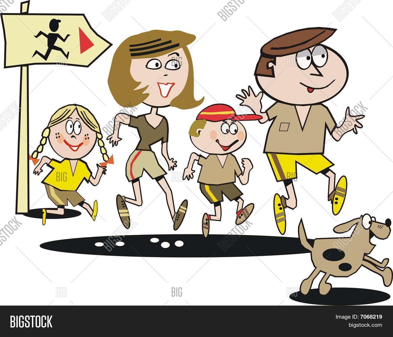 Family jogging exercise cartoon Stock Vector & Stock Photos | Bigstock