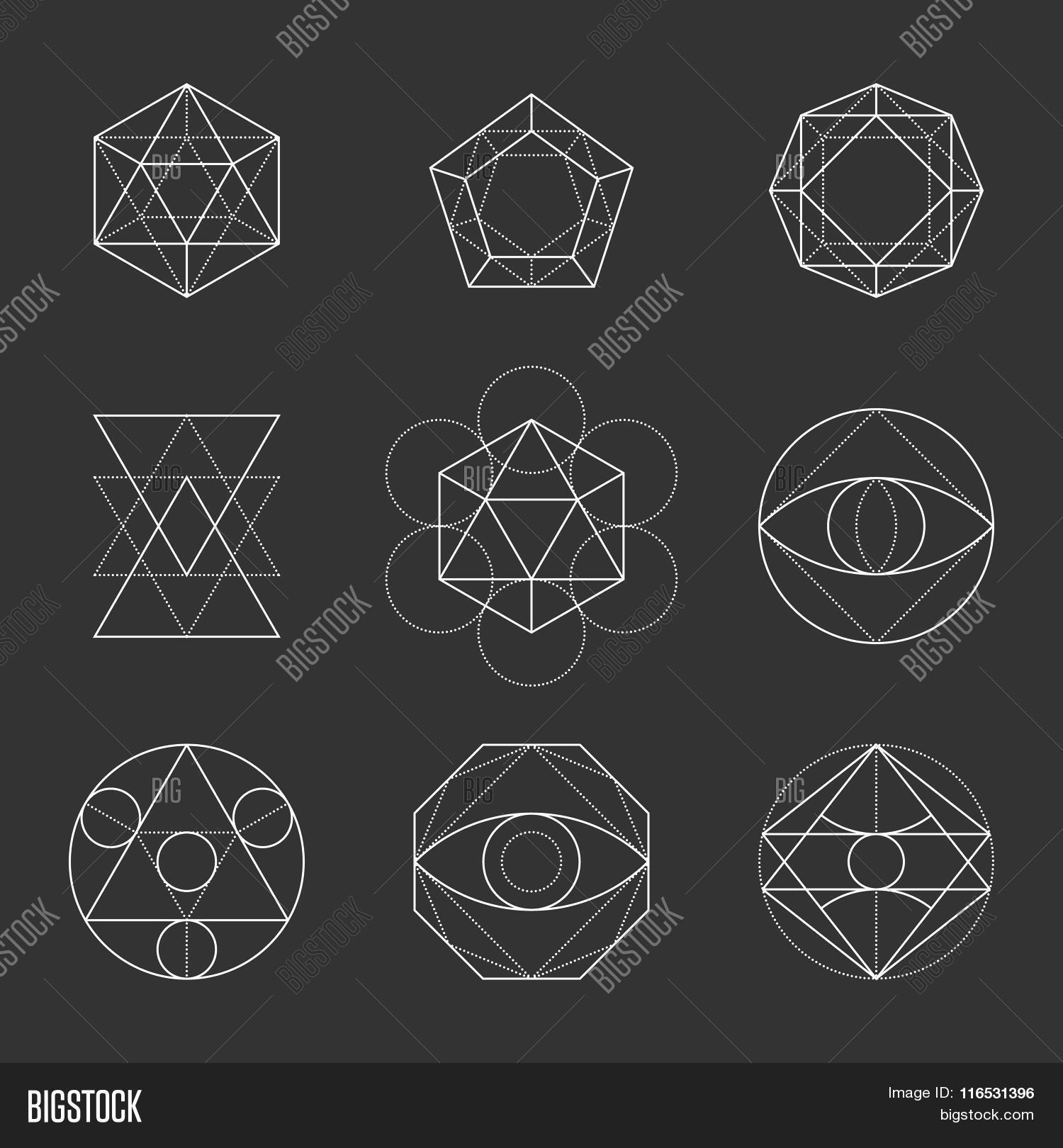 Sacred Geometry Shapes. Spirituality, Alchemy, Religion, Hipster Stock ...