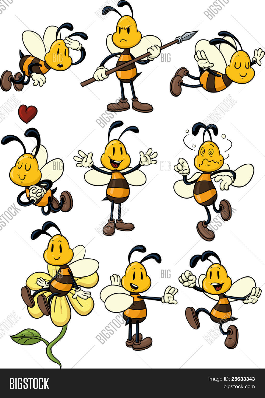Vectores y fotos en stock de Nueve de las abejas de dibujos animados ...