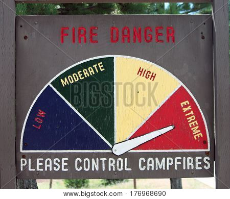 Forest Service Sign stating that Fire Danger is Extreme Stock Photo ...