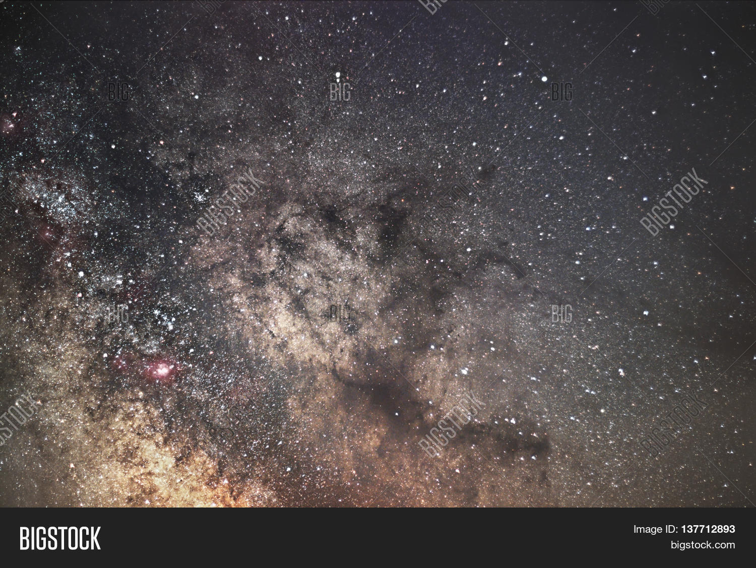 Milky Way galaxy. Core of Milky Way. Beautiful night sky. Real Starry ...