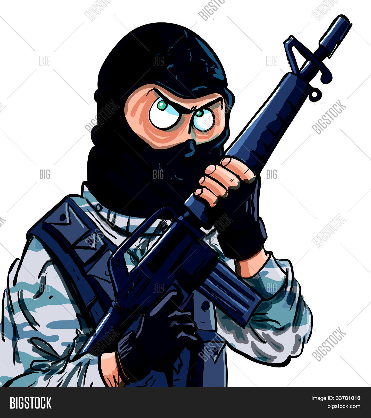 Cartoon SWAT member with a gun. Isolated on white Stock Vector & Stock ...