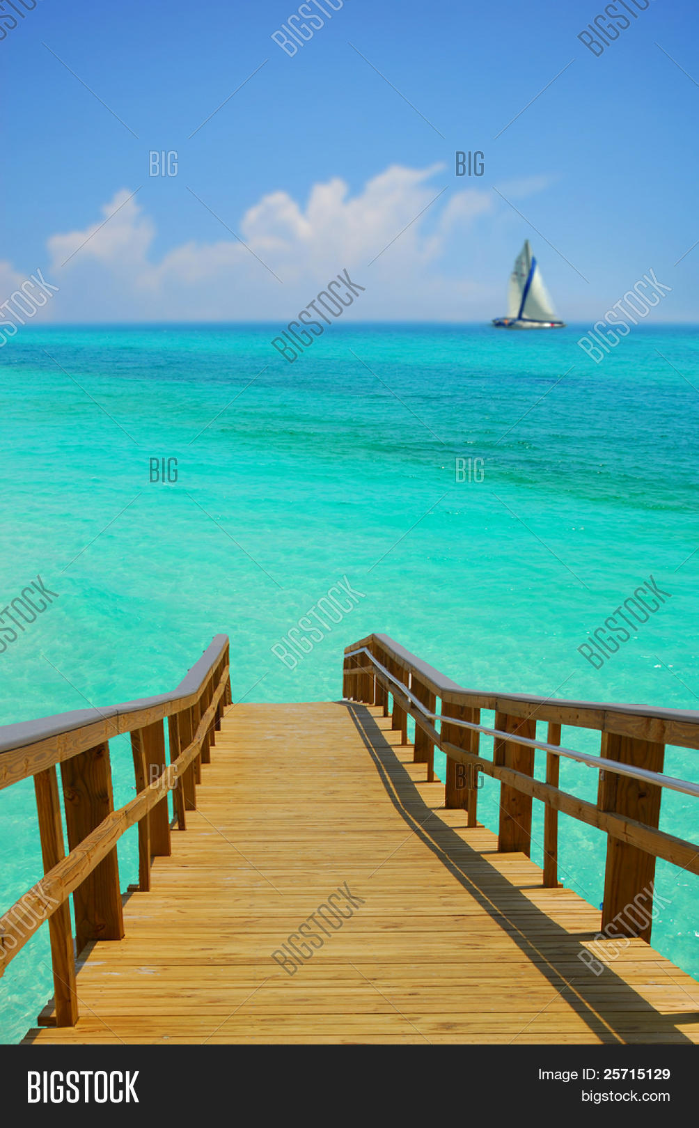 Dock Leading Beautiful Ocean Water Image & Photo | Bigstock
