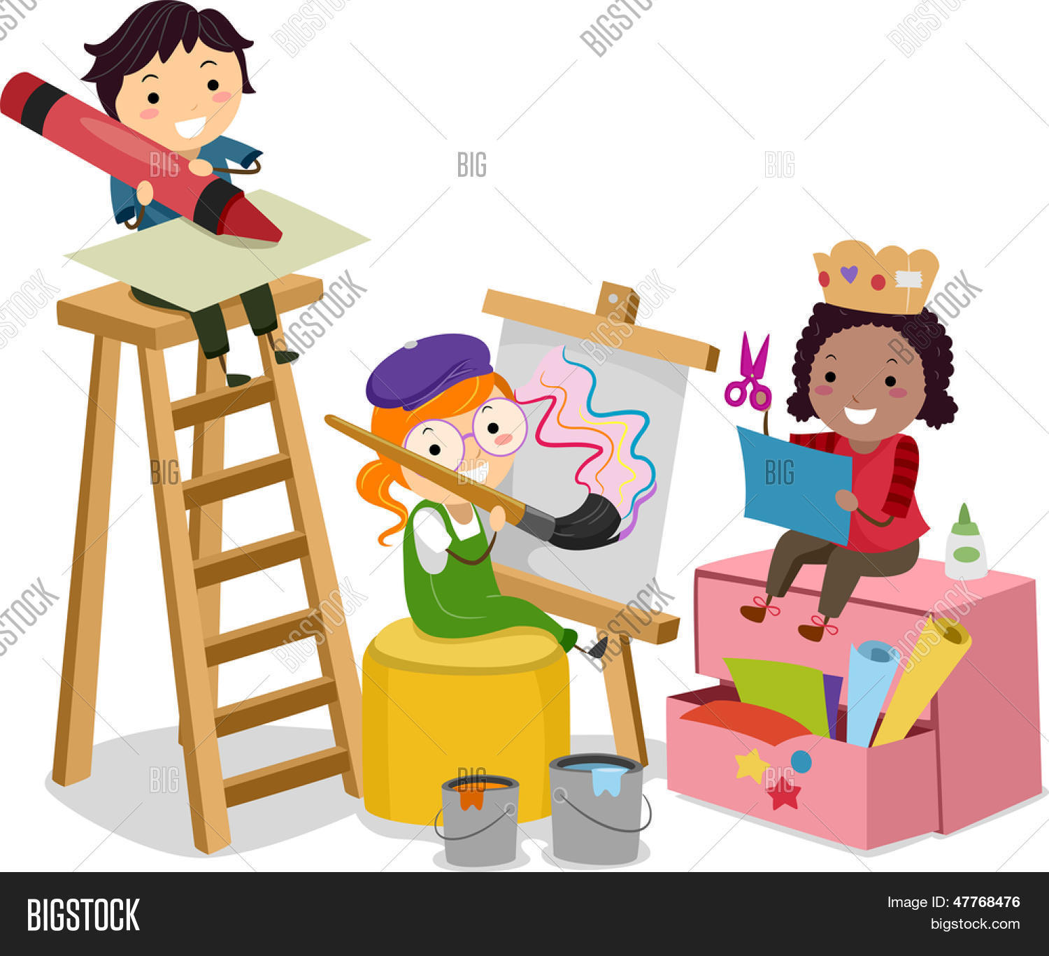 Illustration Stickman Kids Making Vector & Photo | Bigstock