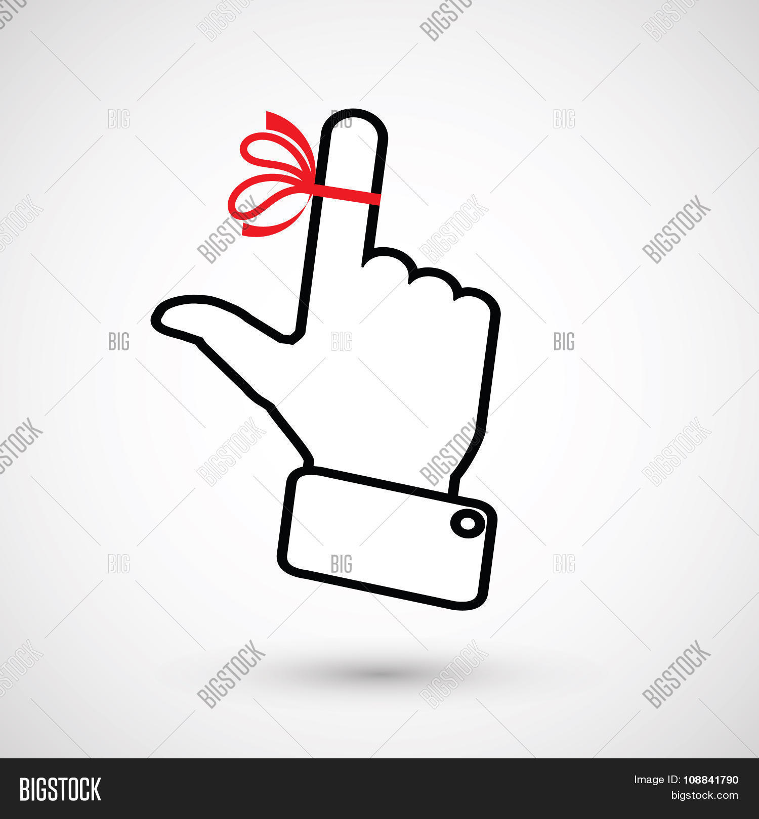 Hand Red Ribbon On Your Finger, Vector & Photo | Bigstock
