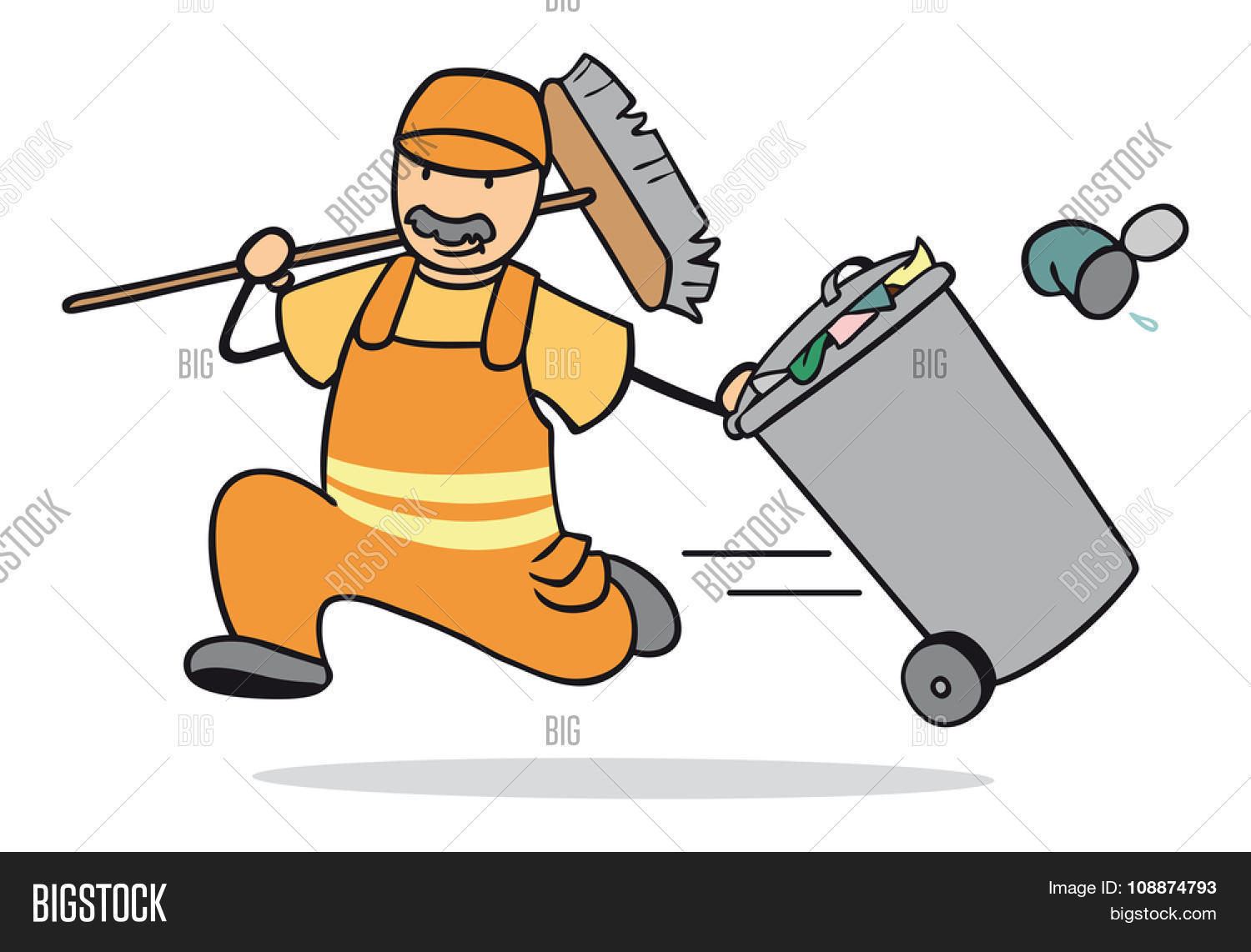 Cartoon Man Garbage Collector Image & Photo | Bigstock