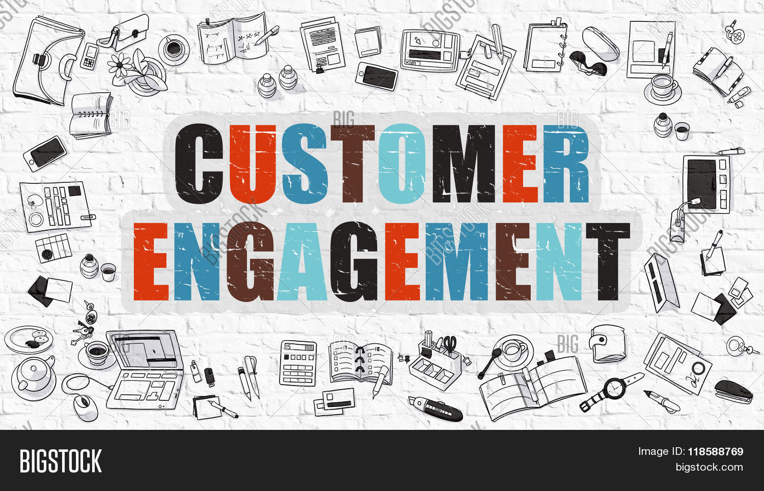 Customer Engagement Concept with Doodle Design Icons. Stock Photo ...