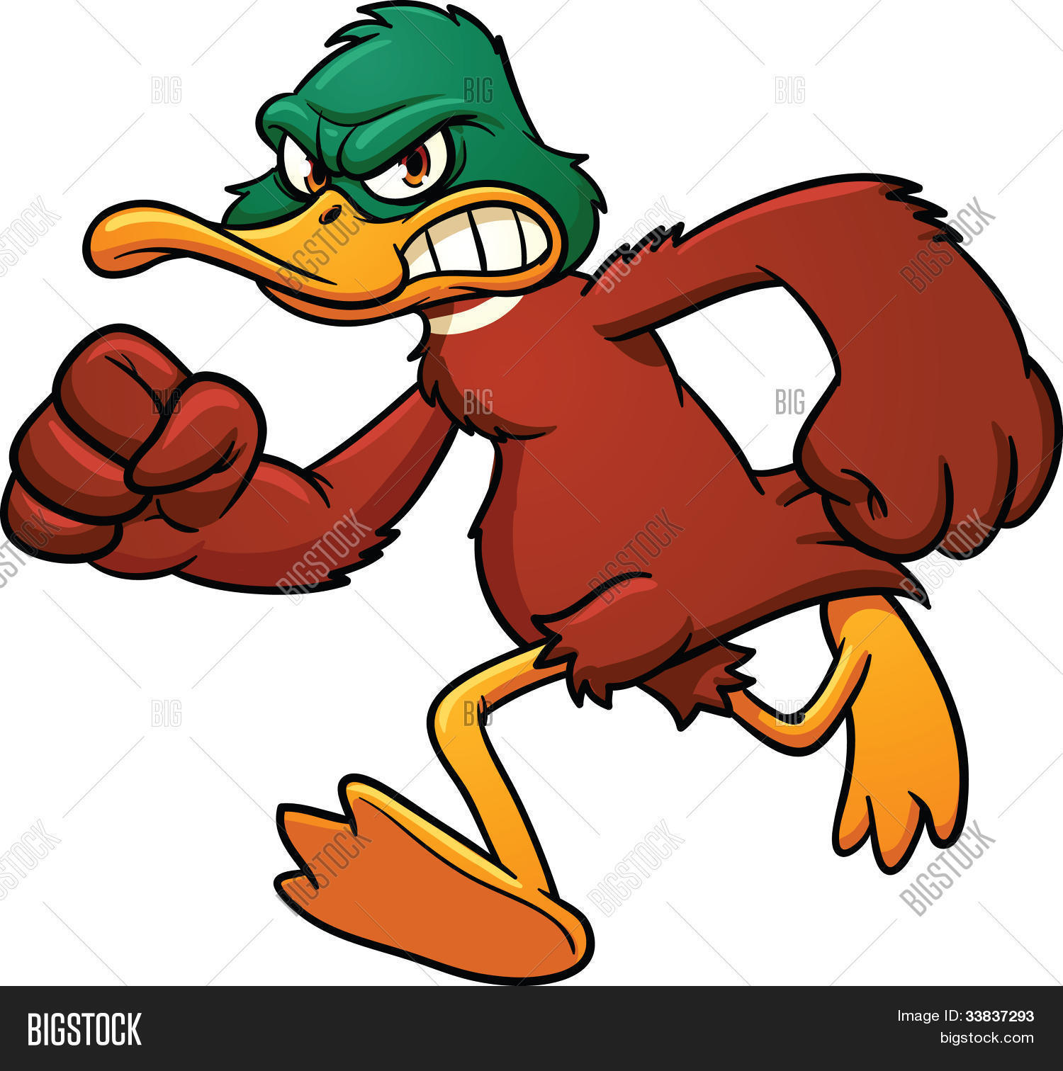 „wütend Cartoon-Ente-Maskottchen ausgeführt. Vektor-Abbildung Wit ...