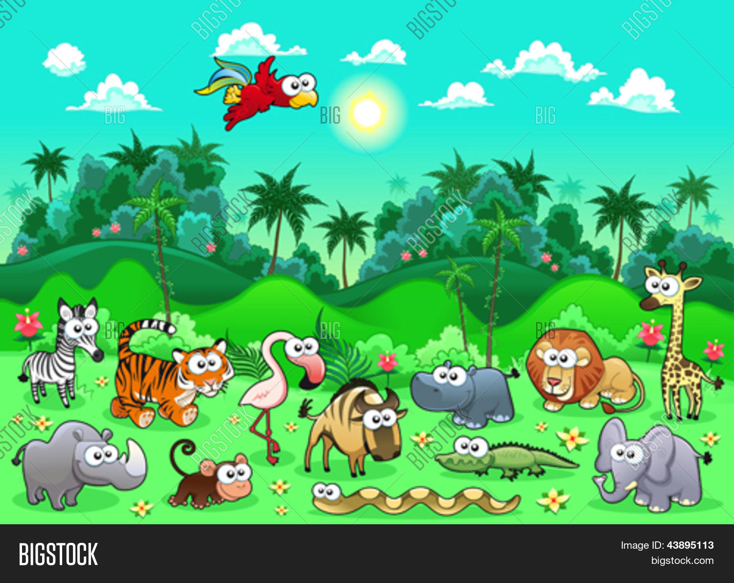 Vectores y fotos en stock de Animales de la selva. Ilustración de ...