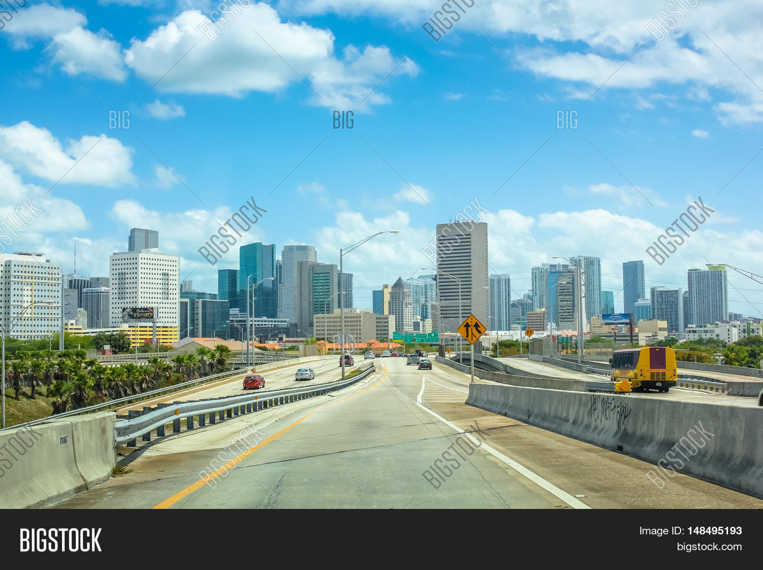 Miami, Florida, United States - April 8, 2012: cars driving on Miami ...