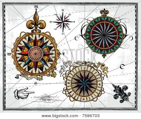 Antique compass roses Stock Vector & Stock Photos | Bigstock