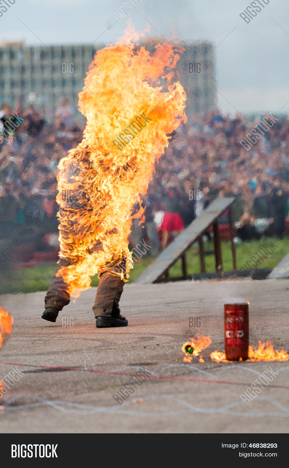MOSCOW - AUG 25: Man On Fire Stunt Image & Photo | Bigstock