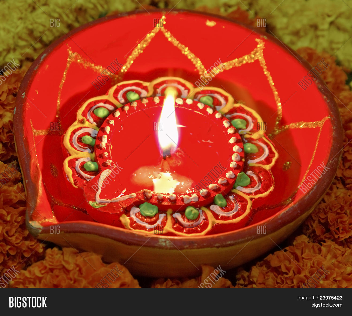 Hindu Diva Lamp Yellow Orange Image & Photo | Bigstock