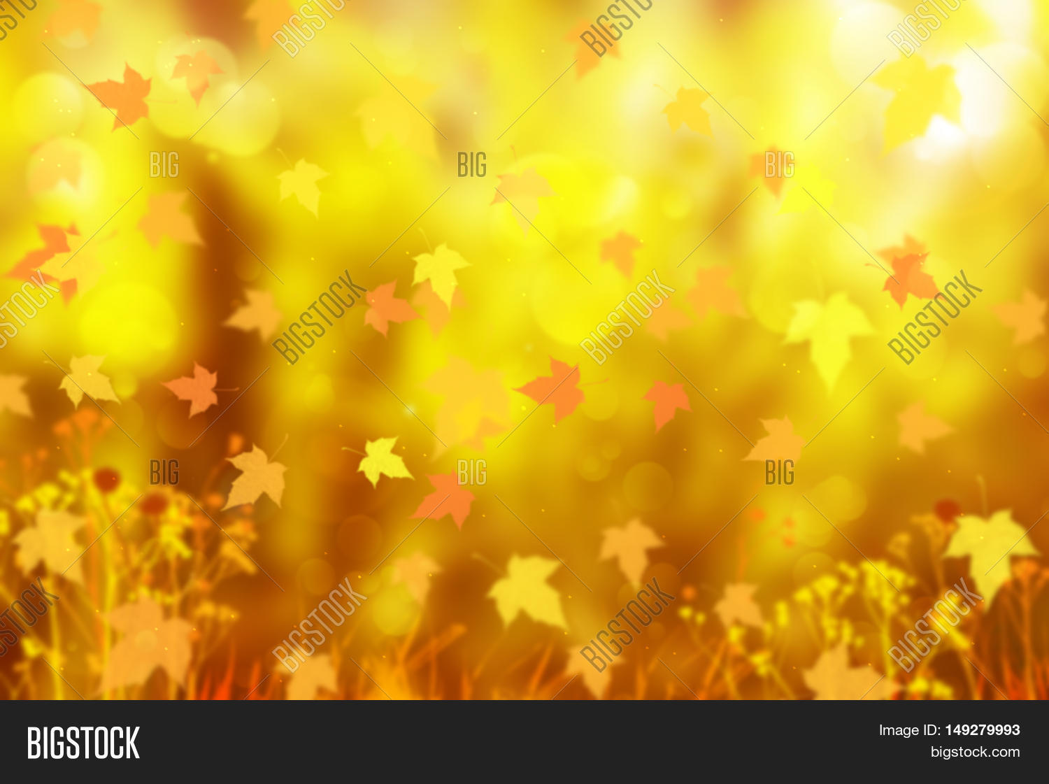 Autumn background. Nature bokeh background. Golden autumn concept. Gold ...