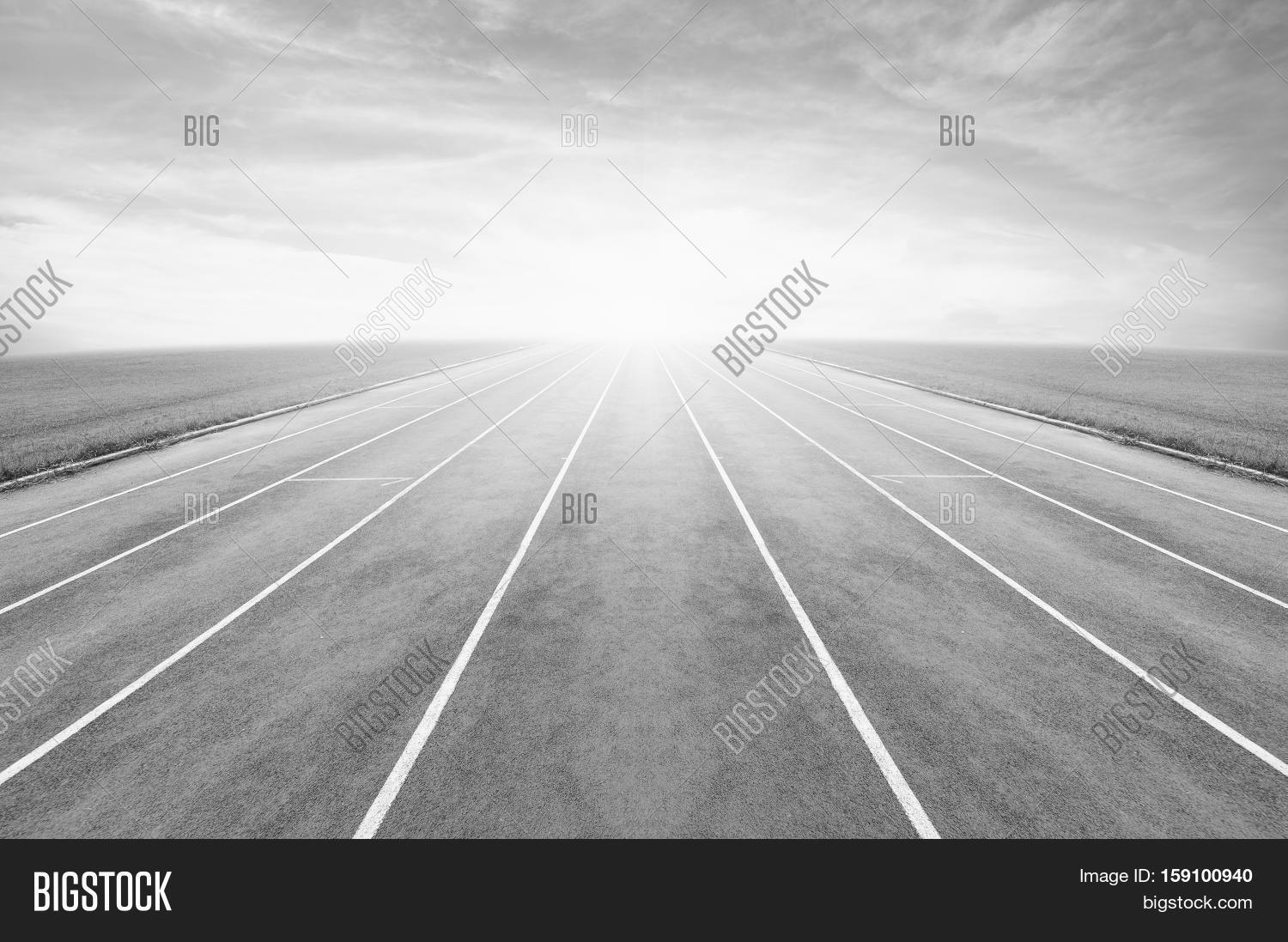 Running Track Stadium Black White. Image & Photo | Bigstock