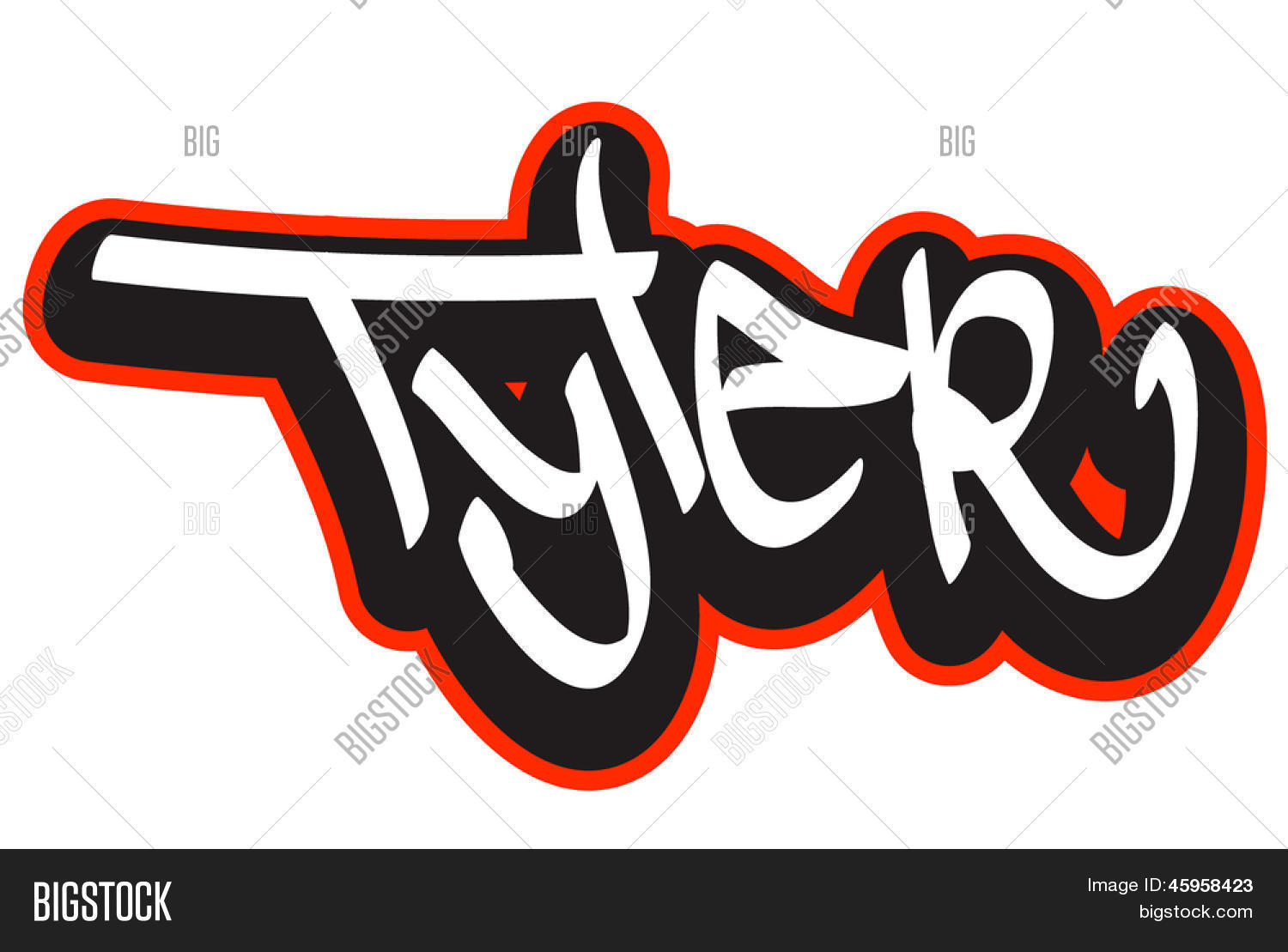 Tyler graffiti font style name. Hip-hop design template for t-shirt ...